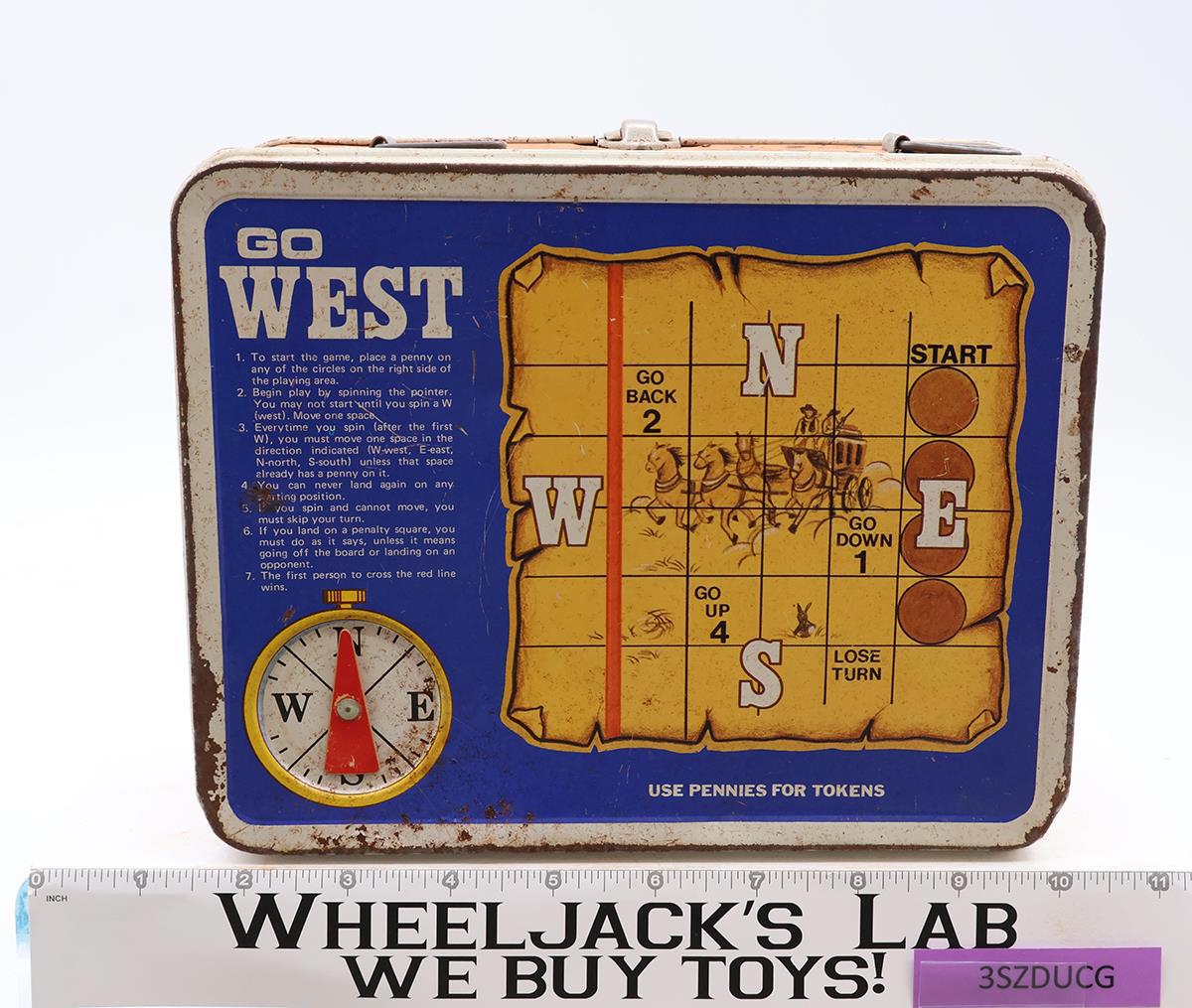 Wild Frontier Metal Lunch Box w/ Spinner Game Go West 1977 Ohio Art ...